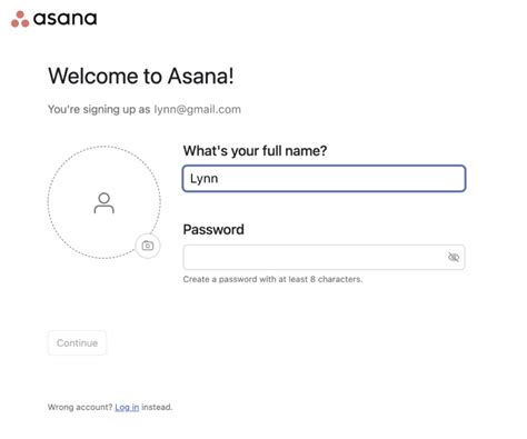 Asana Account Email Policy