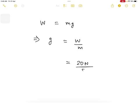 Solved Calculate The Acceleration Due To Gravity G In M S2 On A