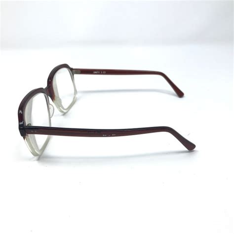Vintage Unity 3 Eyeglasses Glasses Frame Red Clear Sq Gem