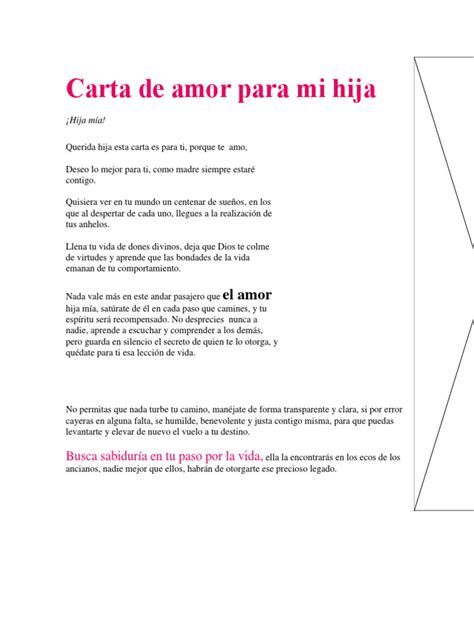 Carta De Amor Para Mi Hija
