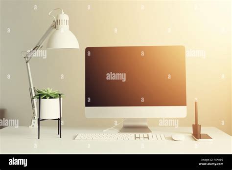 Keyboard Mouse Computer Display With Black Blank Screen Front View