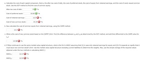 Solved a. Calculate the cost of each capital component, that | Chegg.com