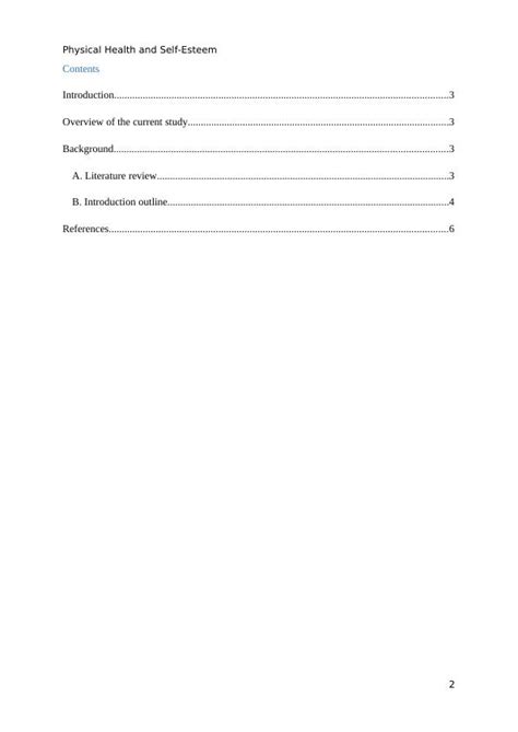 Relationship Between Physical Health And Self Esteem