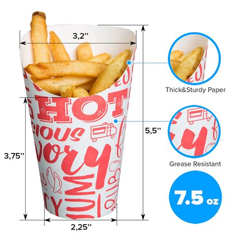 Cusinium 14 Oz 50 Pack Hot Food Design French Fry Cups