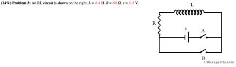 solved 14 problem 3 an rl circuit is shown on the right