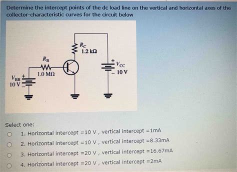 solved determine the intercept points of the dc load line on the