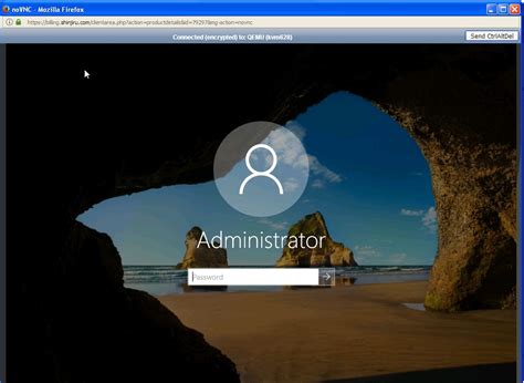 client area accessing kvm vps via vnc console powered by shinjiru