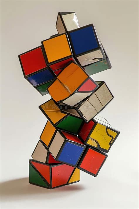 Disassembled Rubik S Cube Showcasing The Individual Pieces In A Dynamic Arrangement Stock