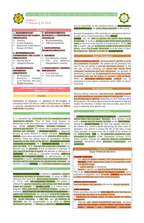 Outline Prelims Quiz 2 1 Care Of At Riskhigh Risk And And Sick