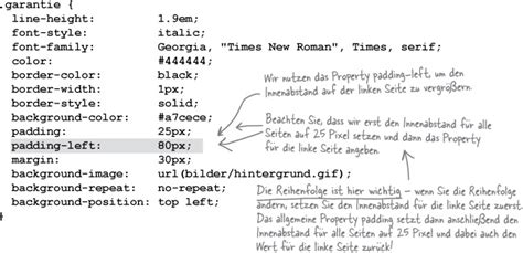 wie fügt man innenabstand nur auf der linken seite hinzu html and css