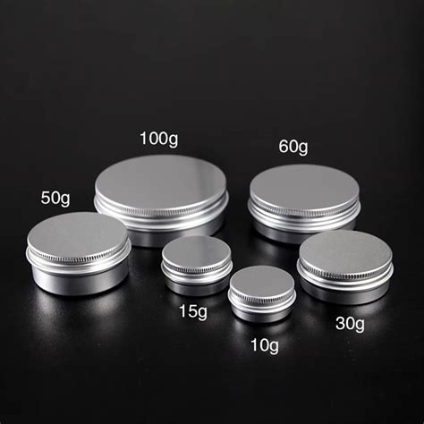 빈 알루미늄 상자 뚜껑 은빛 주석 캔 둥근 금속 상자 빈 크림 항아리 화장품 용기 5g 10g 15g 20g