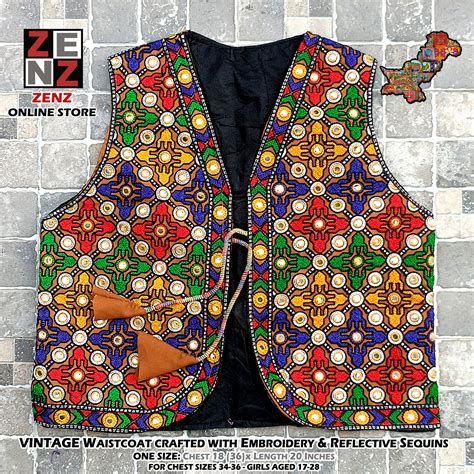 Pakistani Sindhi Balochi Kashmiri Traditional And Cultural Wear Waistcoat