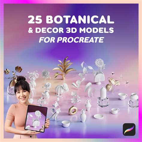3d Models For Procreate 25 Botanical And Decor Procreate 3d Models