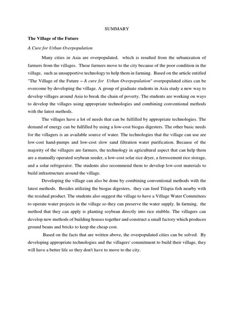 Example Of Summary English Class Pdf