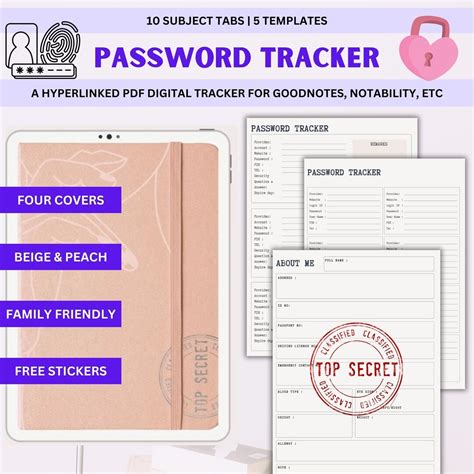 Digital Password Tracker Printable Fillable Password Book Password Keeper Password Log