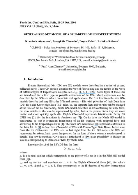 pdf generalized net model of a self developing expert system