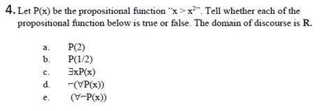 solved 4 let px be the propositional function x x tell