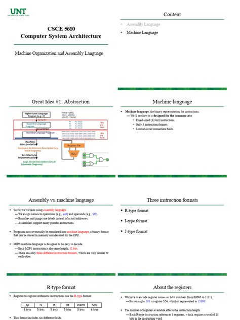 csce 5610 computer system architecture content pdf assembly