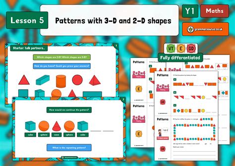 Year 1 2 D And 3 D Shapes Patterns With 3 D And 2 D Shapes Lesson 5