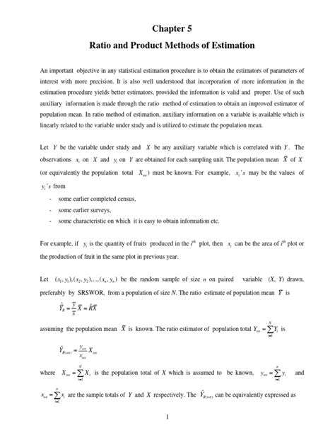 Chapter5 Ratio Method Estimation Pdf Estimator Mean Squared Error