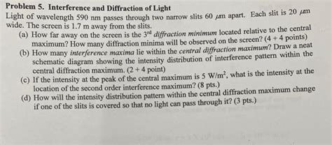 Solved Problem Interference And Diffraction Of Light Chegg