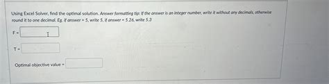 Solved Using Excel Solver Find The Optimal Solution Answer