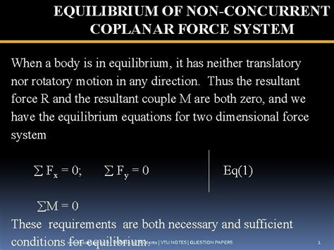 Equilibrium Of Nonconcurrent Coplanar Force System When A Equilibrium Of Nonconcurrent Coplanar Force System When A