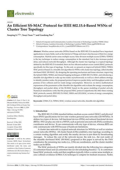 Pdf An Efficient Ss Mac Protocol For Ieee 802154 Based Wsns Of