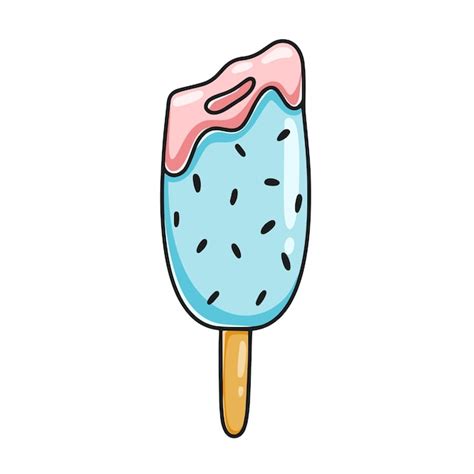 helado en palo aislado vector ilustración paleta en glaseado azul