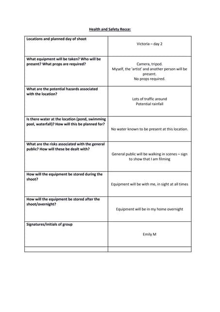 Health And Safety Form Pdf