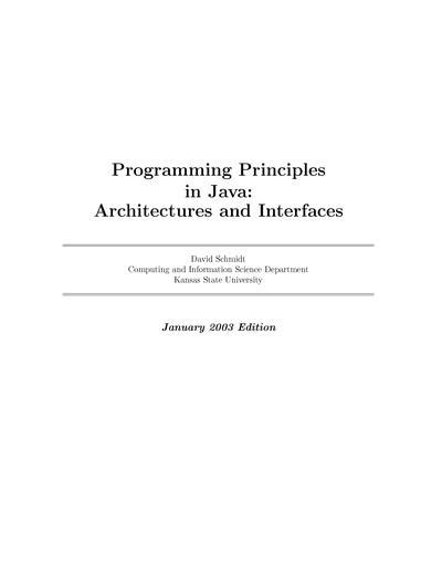 Programming Principles In Java Architectures And Interfaces