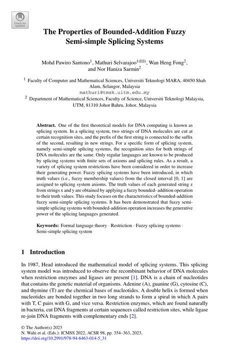 Pdf The Properties Of Bounded Addition Fuzzy Semi Simple Splicing Systems