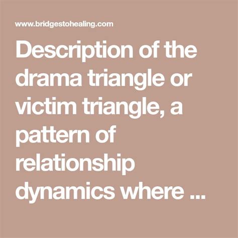 Description Of The Drama Triangle Or Victim Triangle A Pattern Of