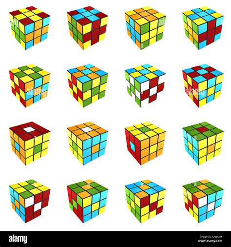Rubik Cube Photo Different Stages Of Solving Rubiks Cube In Various