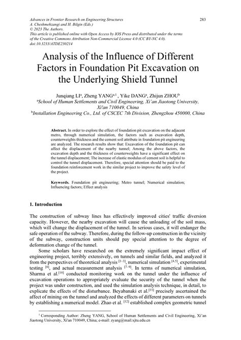 Pdf Analysis Of The Influence Of Different Factors In Foundation Pit