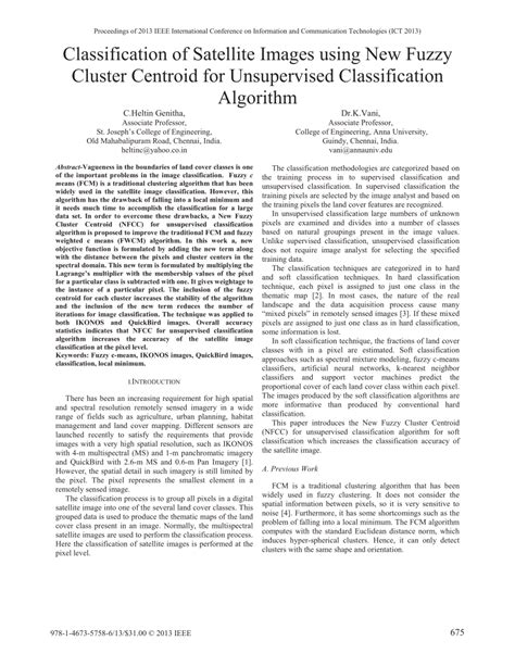 Pdf Classification Of Satellite Images Using New Fuzzy Cluster