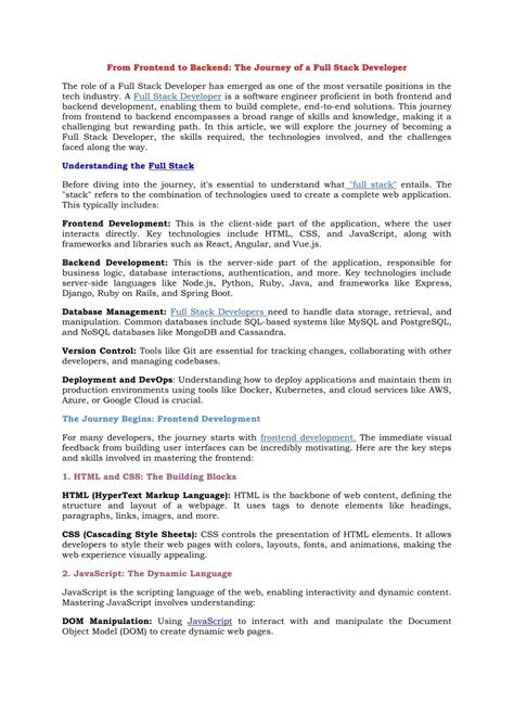 Ppt From Frontend To Backend The Journey Of A Full Stack Developer