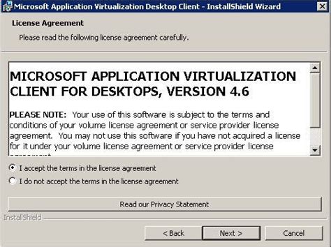 installation of microsoft application virtualization 4 6 desktop
