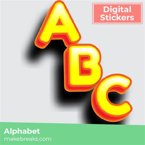 Yellow Uppercase Fridge Magnet Alphabet Digital Stickers Make Breaks