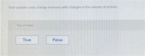 Solved Total Variable Costs Change Inversely With Changes In Chegg Com