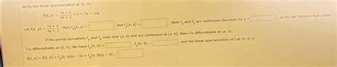 Solved Verify The Linear Approximation At