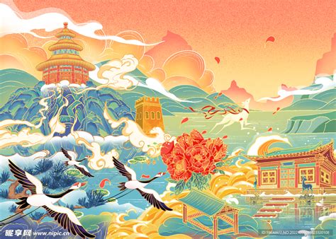 国潮国风景插画设计图风景psd分层素材设计图库昵享网nipiccn 国潮国风景插画设计图风景psd分层素材设计图库昵享网nipiccn
