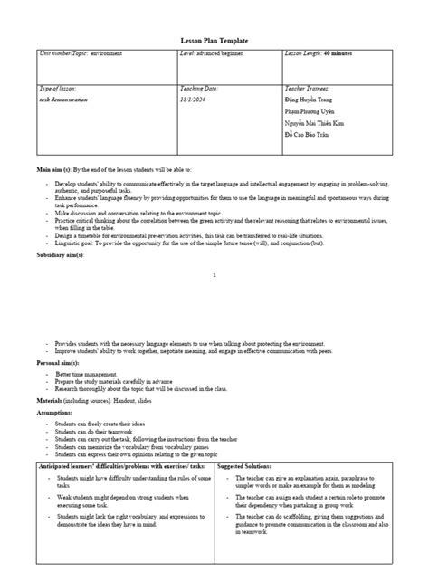 Group Assignment Lesson Plan Tblt Pdf Waste Recycling