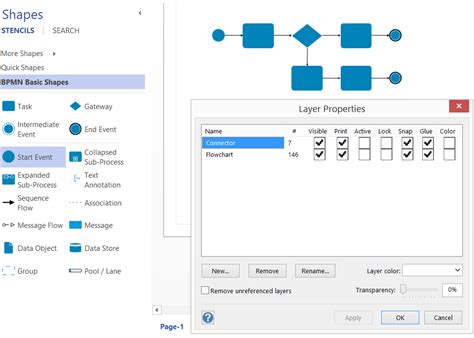 using layers for visibility printing and color in visio 2013