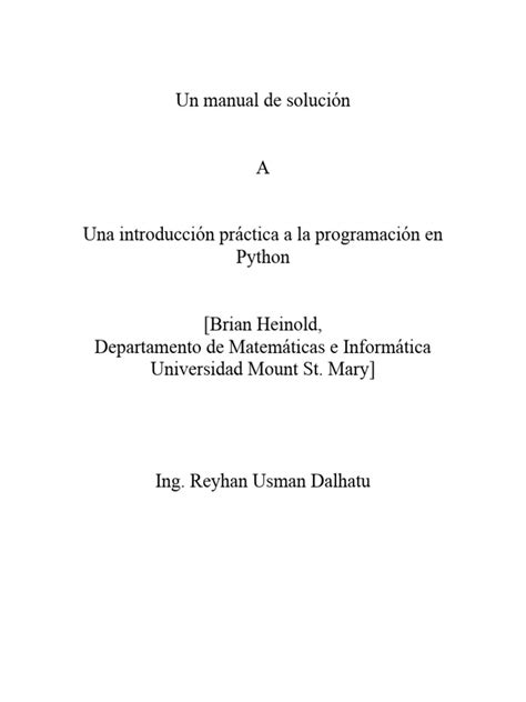 un manual de solución para una introducción práctica a la programación