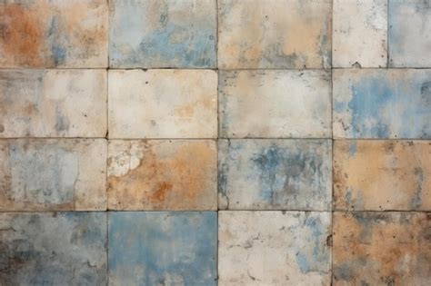 Premium Photo Vintage Worn Wall Background With Patchwork Porcelain