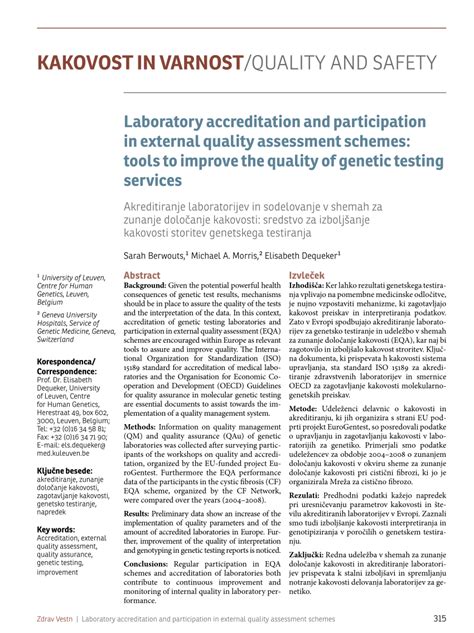 Pdf Laboratory Accreditation And Participation In External Quality Assessment Schemes Tools