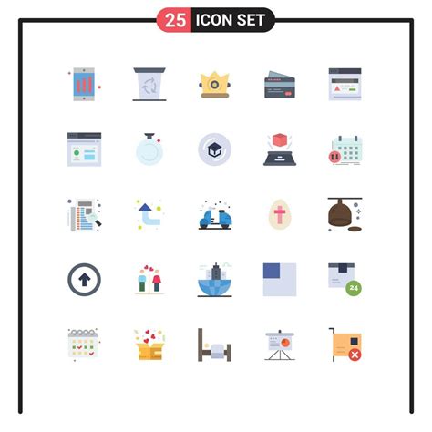 Universal Icon Symbols Group Of 25 Modern Flat Colors Of Browser Web King Interface Payment