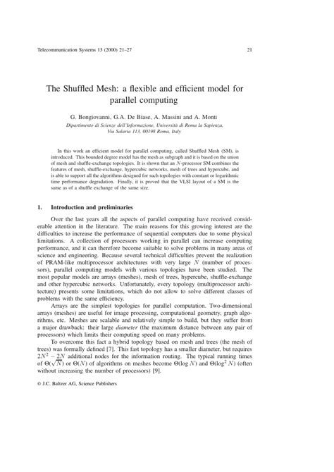 Pdf The Shuffled Mesh A Flexible And Efficient Model For Parallel Computing