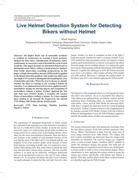 Pdf Live Helmet Detection System For Detecting Bikers Without Helmet